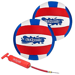 GoSports Pro Neoprene Pool Volleyball 2 Pack, Waterproof Volleyballs with Ball Pump