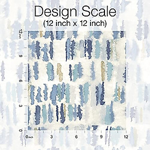 RoomMates RMK12533RL Watercolor Fountain Peel and Stick Wallpaper, 6" x 12", Blue, 28 Sq Ft