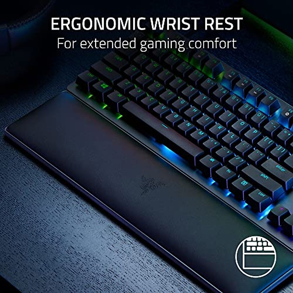 Razer Huntsman V2 TKL Tenkeyless Gaming Keyboard: Fast Linear Optical Switches Gen2 w/Sound Dampeners & 8000Hz Polling Rate - Detachable TypeC Cable - Doubleshot PBT Keycaps - Ergonomic Wrist Rest