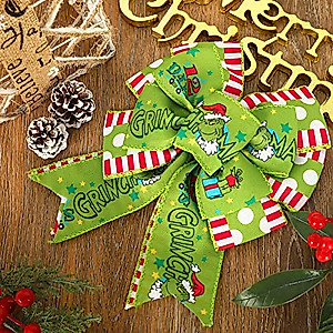 AnyDesign Christmas Wired Edge Ribbon 2.5 Inch 24 Yard Christmas Craft Ribbon Funny Cartoon Character Gift Wrapping Ribbon Decorative Ribbon for Xmas Tree Wreath Bows DIY Craft Decoration