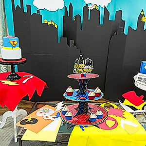 3 Tier Spider Cupcake Stand Superhero Spider Party Decorations Supplies for Kids Boys Themed Birthday Party