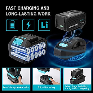 DURATECH Cordless Jig Saw, 20V Electric Jigsaw with 4.0A Battery and Charger, 2800 SPM Adjustable Speed, ±45° Bevel, Dust Blower and 7Pc Blades, Jigsaw Tool Kit for Wood, Metal and Plastic Cutting