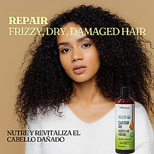 Offernova Castor Oil 16 OZ- Aceite de Ricino - Cold Pressed 100% Pure, Certified Organic, Hexane Free for Eyelashes, Eyebrows, Frizzy, Hair Growth Women and Men, Beard Growth