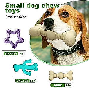 Medlladle 3 pcs Puppy Chew Toys for Teething, Indestructible Tough Durable Dog Toys for Small Breed, Pet Toy with Natural Rubber Bamboo Fiber