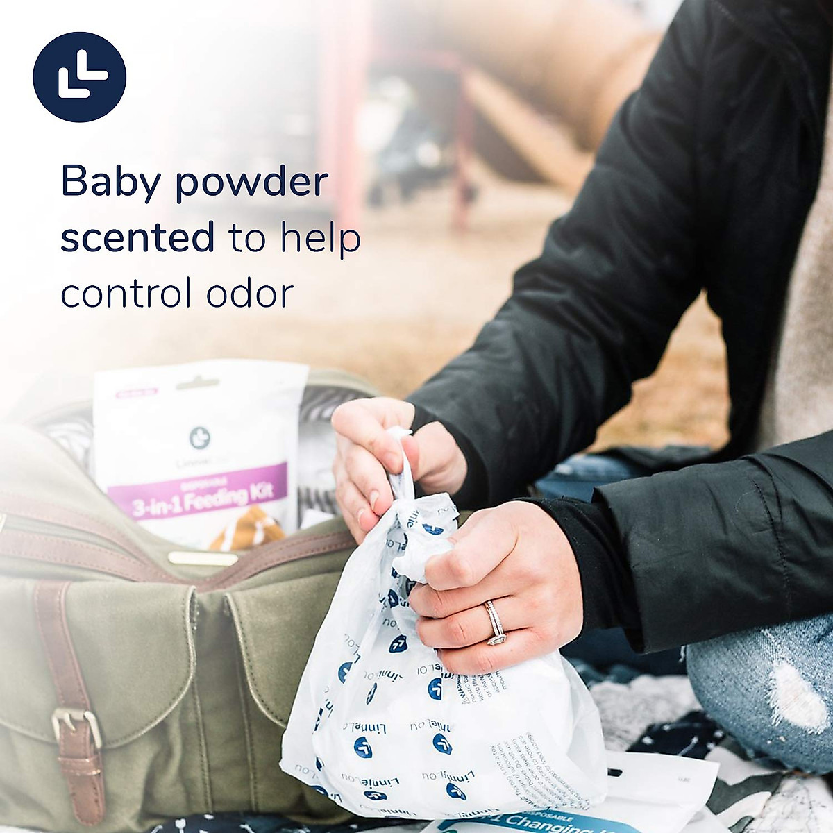 LinnieLou Disposable Diaper Sack Portable Essentials kit, (400 Pack), Blue