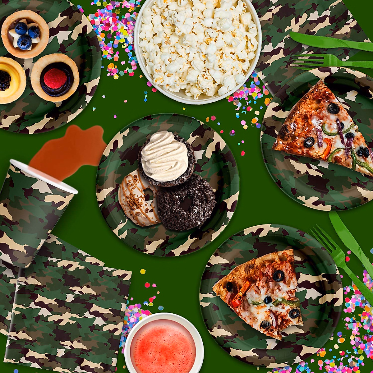 Camo Classic Birthday Party Supplies Set Plates Napkins Cups Tableware Kit for 16