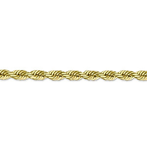 Sonia Jewels 10k Yellow Gold 6mm Hand Made Diamond Cut Rope Bracelet - with Secure Lobster Lock Clasp (or Anklet) 9"
