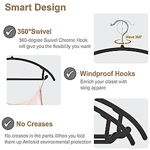 TIMMY Plastic Hangers 50pack No Shoulder Bump Suit Hangers - Chrome Hooks,Non Slip Space Saving Clothes Hangers, Heavyduty,Rounded Hangers for Sweaters,Coat,Jackets,Pants,Shirts,Dresses Black Hangers