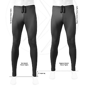 AERO|TECH|DESIGNS | Men's USA Classic Thermal Fleece Unpadded Workout Tights | Black | Tall Fit | Large