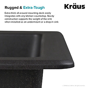 KRAUS KGD-442 Quarza 33-inch 33” Dual Mount 60/40 Double Bowl Granite Kitchen Sink in Black