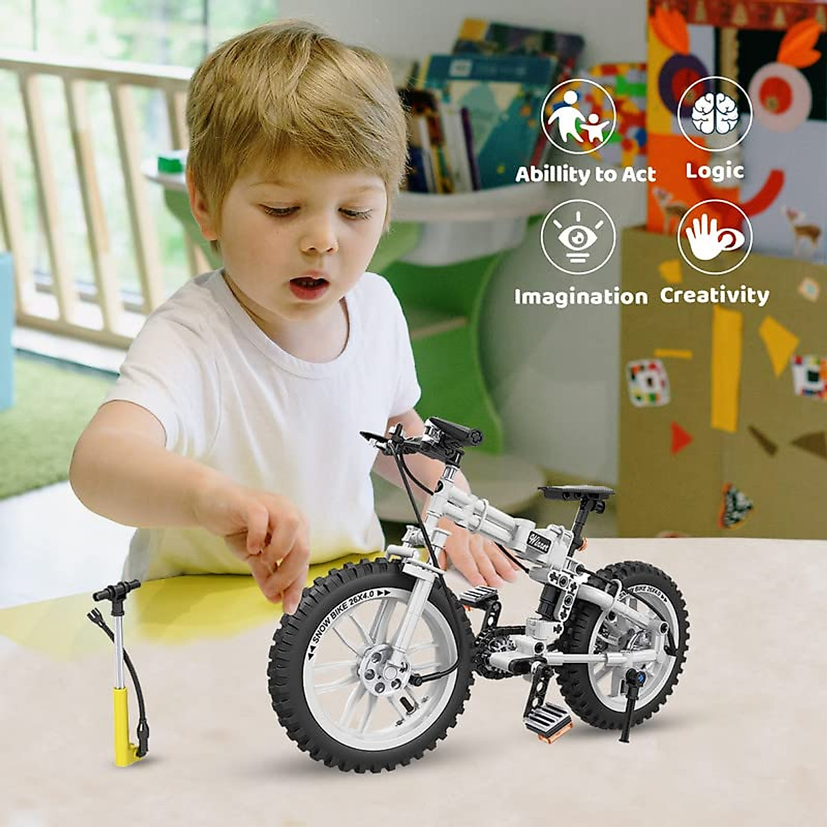 QLT QIAOLETONG Foldable Motorcycle Building Blocks