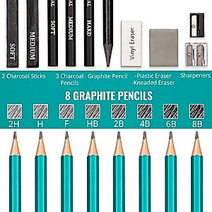 Norberg & Linden Drawing Set - Sketching and Charcoal Pencils - 100 Page Drawing Pad, Kneaded Eraser. Art Kit and Supplies for Kids, Teens and Adults