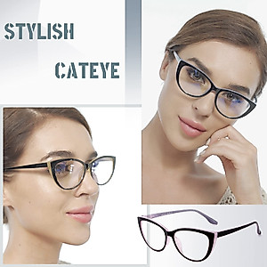 CRGATV 3 Pack Reading Glasses Blue Light Blocking Stylish Cat Eye Computer Readers Anti Eyestrain & Glare for Women