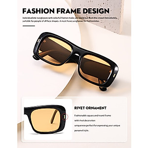 TIANYESY Y2K Sunglasses for Women Men Fashion Visor Sun Glasses Stylish Square Designer Shades (Yellow)