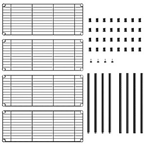 SZQINJI 4-Shelf Storage Wire Shelves Heavy Duty 4 Tiers Standing Shelving Units Adjustable Metal Organizer Wire Rack, Black