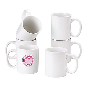 Cutiset 11 Ounce Ceramic Plain White Mugs,White Ceramic Mug,Sublimation Mugs, Bulk Mugs,Set of 6