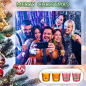 Yaomiao 300 Pieces Christmas Plastic Glasses 2 oz Christmas Party Transparent Cups Bulk Disposable Plastic Drinking Tasting Cups Christmas Shot Glasses for Adults for Whiskey Xmas Party Supplies