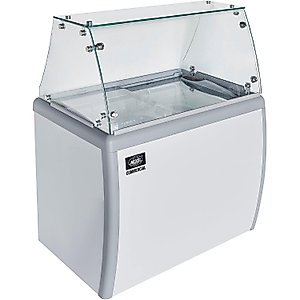 Global Industrial Ice Cream Dipping Cabinet w/Sneeze Guard Cover, 39"W