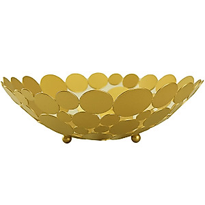 IBWell Decor Metal Fruit Bowl, Modern Kitchen Fruit Basket, Large Round Kitchen Basket, for Fruit, Vegetable, Bread, Candy and Nut - Gold