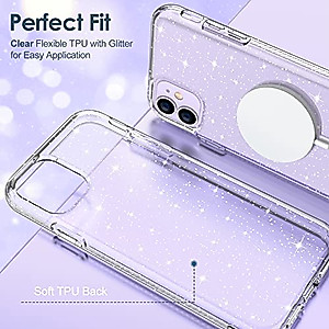 Hython Case for iPhone 11 Case Glitter, Cute Sparkly Clear Glitter Shiny Bling Sparkle Cover, Anti-Scratch Soft TPU Thin Slim Fit Shockproof Protective Phone Cases for Women Girls Girly, Clear Glitter