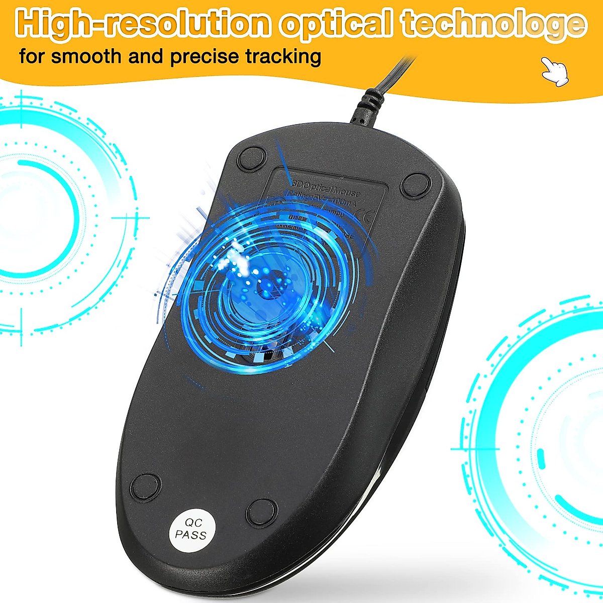 Kathfly 50 Pcs Black Wired USB Computer Mouse Bulk 1000 DPI 3 Button Corded Mouse with Home Office Noiseless Simple USB Mouse for Computer Laptop Desktop PC