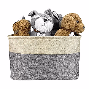 Personalized Dog Red Standard Poodle Bone Decorative Storage Basket Fabric Durable Toy Box with 2 Handles for Organizing Closet Garage Clothes Blankets Grey and White