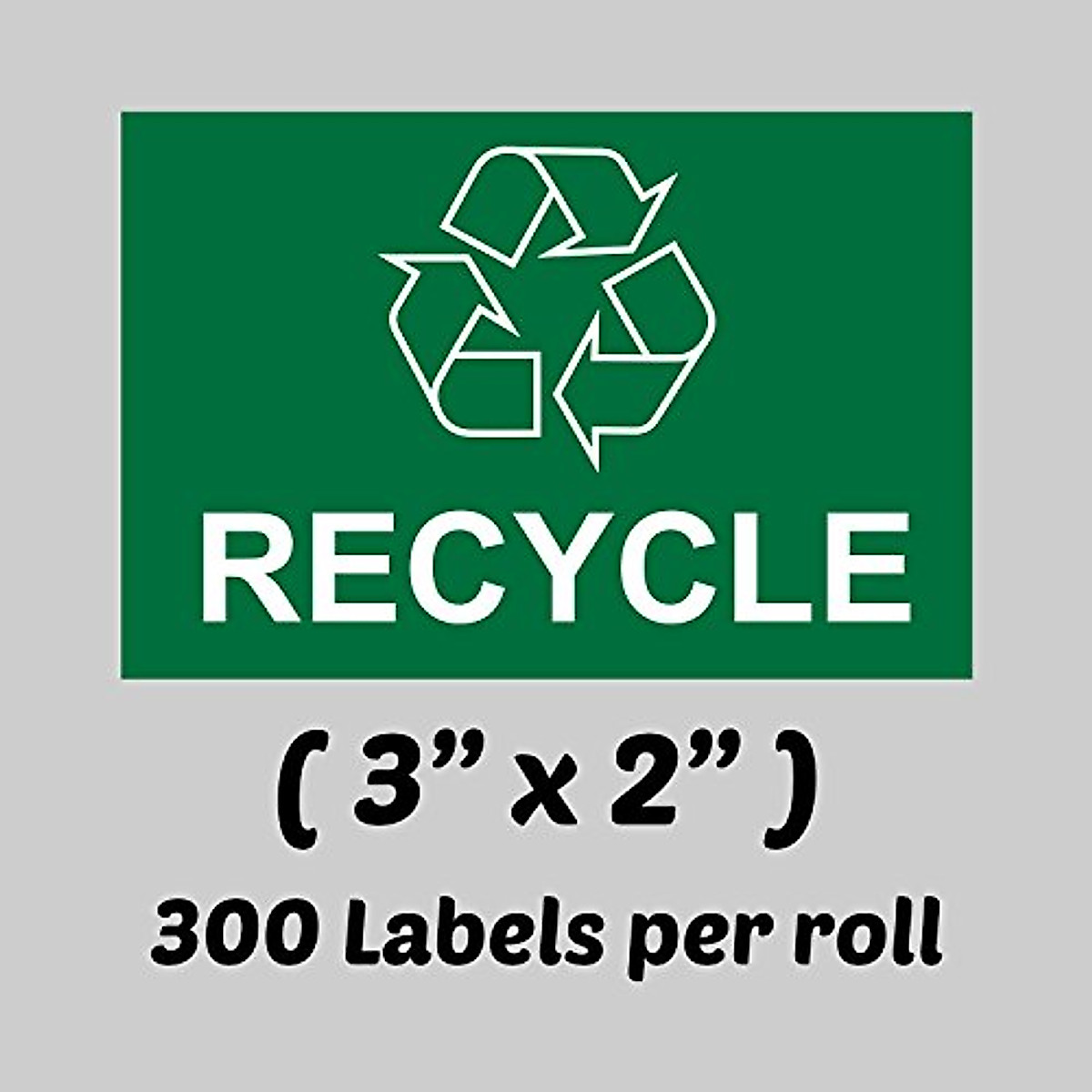 300 Recycling Sticker - 2 x 3 Inches Recycle Sticker for Trash Can Garbage Containers Recycling Bin Labels Stickers, Bright Green, Adhesive Weather Resistant - 1 Roll of 300 Labels