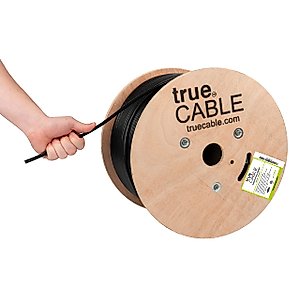 trueCABLE Cat6A Direct Burial, 1000ft, Waterproof, Outdoor Rated CMX, Black, 23AWG Solid Bare Copper, 750MHz, PoE++ (4PPoE), ETL Listed, Unshielded UTP, Bulk Ethernet Cable