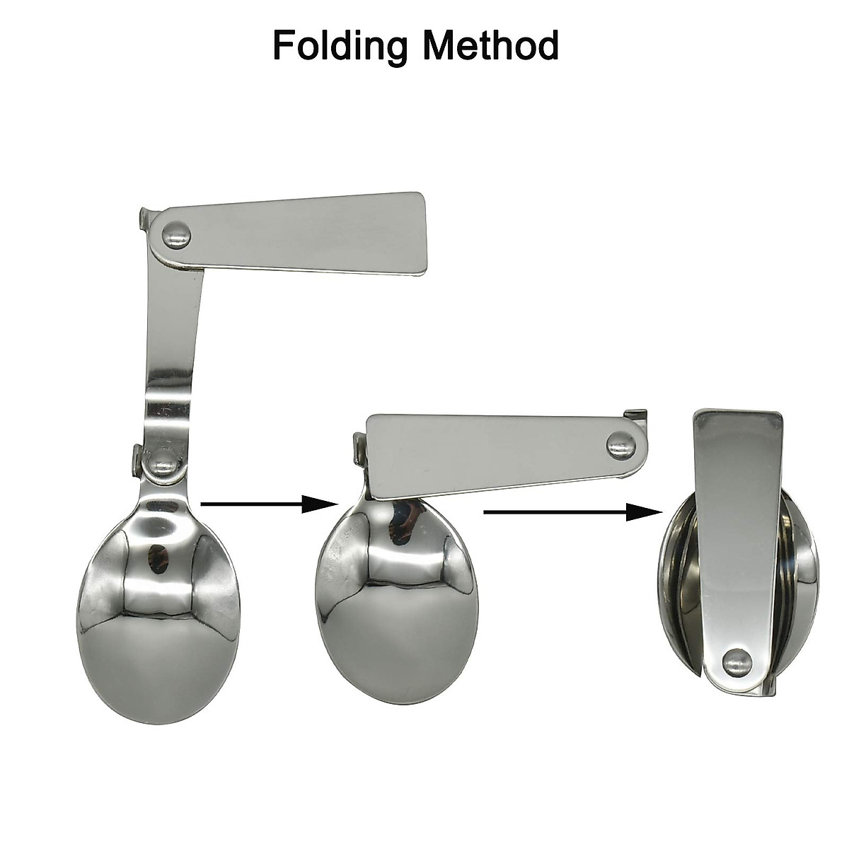 Maydahui Folding Spoon and Fork SUS 18/10（304）Stainless Steel Salad Spork Portable for Thermos and Travel (Pack of 6)