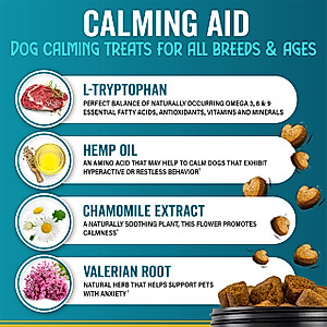 Dog Calming Treats - Calming Chews for Dogs with Beef Flavour - Helps with Dog Anxiety, Separation, Barking, Stress Relief, Thunderstorms - Calming Ingredients for Behavior Support (Beef - 180 Chews)