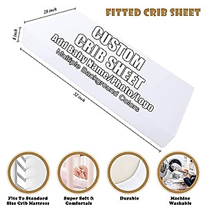 AMAPARK Custom Fitted Crib Sheet,Personalized with Name Photo Logo Mattress Sheet for Standard Crib Size, Microfiber Silky Soft Toddler Mattress Sheet, 28"x 52"x 8",Sheet for Boys Girls,White