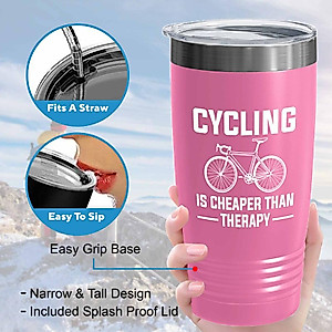 Flairy Land Bike Lover Pink Edition Tumbler 20oz - Cycling is cheaper - Biker Sport Trails Bicycle Off Road Cross Country Hobby Athlete Player Rider
