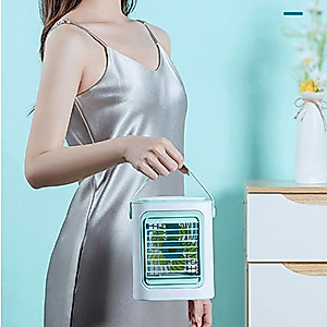 Portable Air Conditioner Cooling Fan, Personal Desk Misting Humidifier Fan Mini Air Conditioners Evaporative Air Cooler Small Fans with LED Light for Room Office, Outdoor Air Conditioner for RV