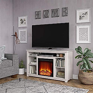 Ameriwood Home Edgewood Fireplace TV Stand for TVs up to 55", Ivory Pine
