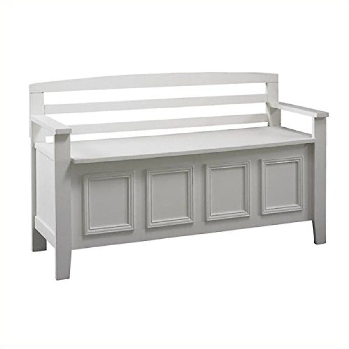 Pemberly Row Entryway Storage Bench in White with Flip-top Lid