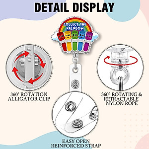 QYUVK Retractable Collect The Rainbow Badge Reel with Alligator Clip, Funny Silver Glitter Phlebotomy Tech Blood Draw Badge Holder Gift for Doctors Nurses Lab Tech Phlebotomist