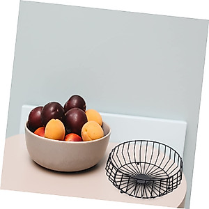 ADOCARN 1pc Iron Fruit Plate Wire Storage Baskets Wire Fruit Storage Basket Wire Vegetable Basket Kitchen Iron Food Basket Round Utensil Tray Tea Table Fruit Basket Candy Metal Dessert