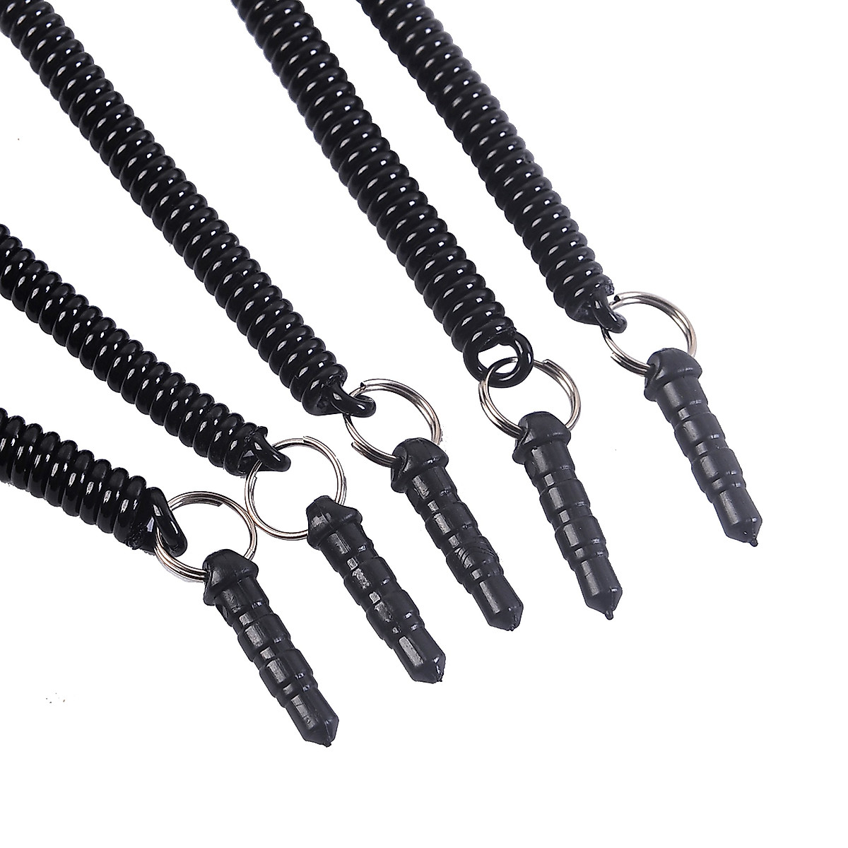 Wisdompro Stylus Tether, 10 Pack of Detachable Elastic Coil Tether Strings/Lanyards with 3.5mm Earphone Jack for Stylus Pens - Black