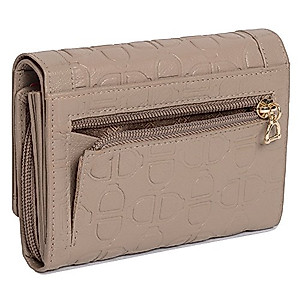 SADDLER Womens Medium Leather Credit Card Coin Purse Wallet with Zip |Gift Boxed - Putty Grey