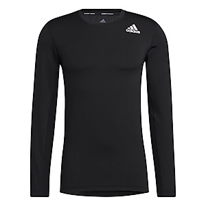 adidas Men's Techfit Fitted Long Sleeve Tee, Black, Medium