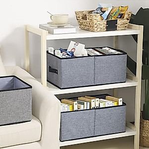 YheenLf Clothing Storage Bins,16.1×9.8×6.5 inches Closet Bin with Handles, Foldable Storage Baskets, Fabric Containers Storage Boxes for Organizing Shelves, Gray, Large, 4-Pack