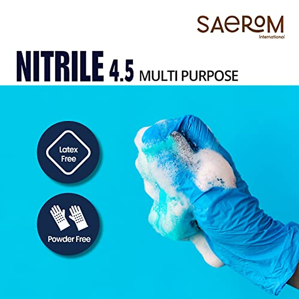 Nitrile 4.5 Gloves, Size XS, 100 Glove Pack, Latex Free, Powder Free, Blue Textured Gloves, Ambidextrous Heavy Duty Rubber Gloves with Beaded Cuffs, Single Use
