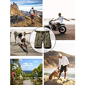 AKARMY Men's Casual Multi Pocket Outdoor Camouflage Shorts Twill Camo Cargo Shorts 8066 C34 Retro Camo(No Belt) 34