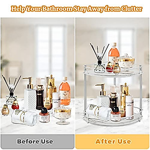 2-Tier Corner Shelf Bathroom Countertop Organizer,Vanity Organizer Cosmetic Holder Perfume Makeup Standing Rack,Kitchen Countertop Spice Rack Organizer Wooden Storage Shelf Under Sink Organizers