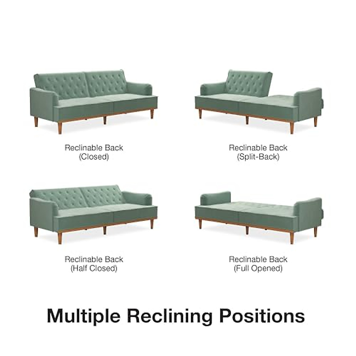 Mr. Kate Stella Vintage Convertible Sofa Bed Futon, Teal Velvet