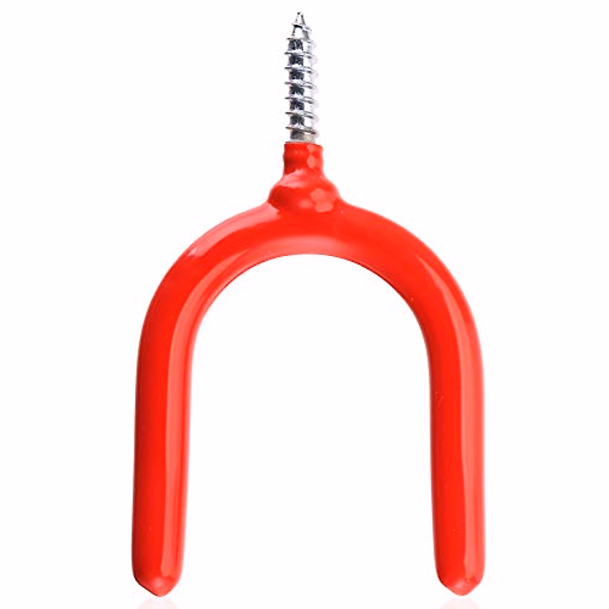 Yesland 12 Pack Screw-in Hooks Tool, Red Vinyl Coated Steel Wall Mount Utility U-Hooks Storage Household Hooks Tool Holders for Garden Tools, Shovels, Rakes & Workshop Organizer