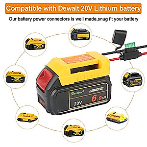 ZLWAWAOL 2 Pack Power Wheel Adapter with Fuse & Switch,Battery Adapter for Dewalt 20V Battery,with 16 Gauge Wire,Power Convertor for DIY Ride On Truck,RC Toys,Robotics and Work Lights