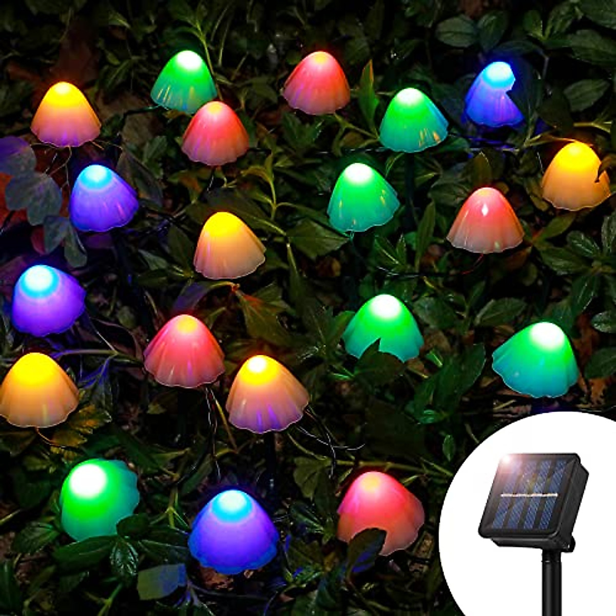 Remagr 4 Set 48 LED Mushroom Solar Lights 50 ft Mini Shaped Pathway Landscape Modes Powered Night Light Waterproof for Garden Patio Lawn Backyard Christmas , multiple colors