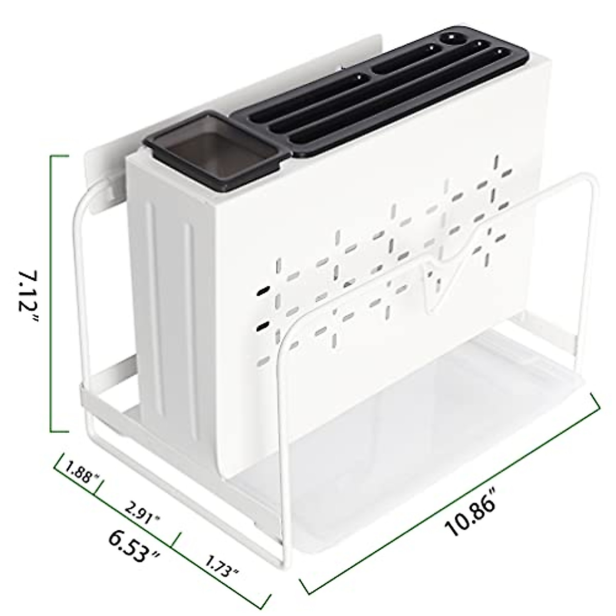 Knife Block, Smathou Knife Holder, Cutting Board Holder, 4 in 1 Kitchen Countertop Organizer, White