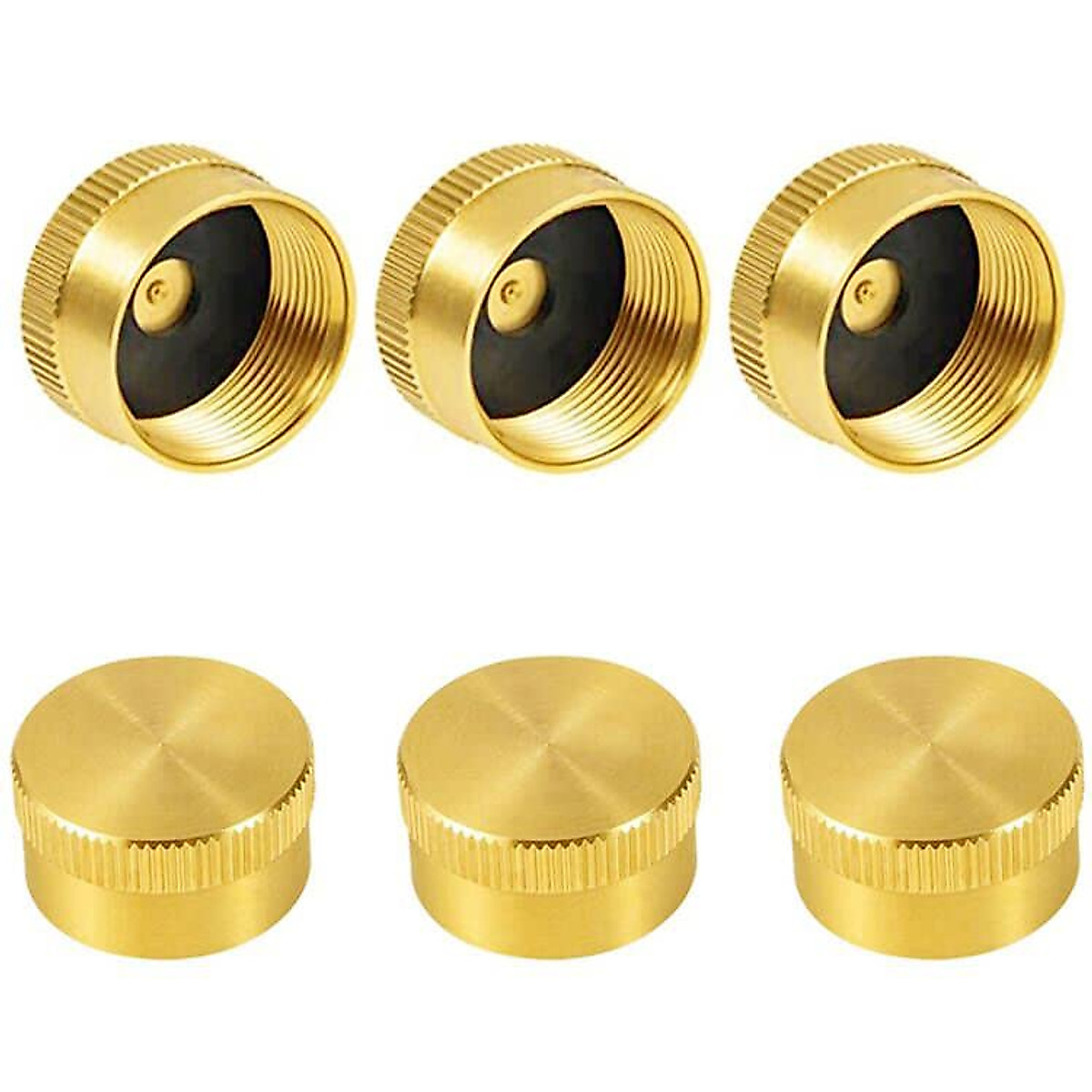 ANPTGHT 6pcs Refill Propane Bottle Cap Solid Brass 1lb Propane Tank Sealed Cap Universal All One Pound Cyliders Gas Tank Protect Caps for Camping Outdoor Cooking